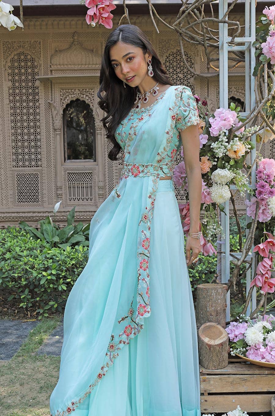 SIDE SASH DRAPE SAREE SET – Khushboobagri