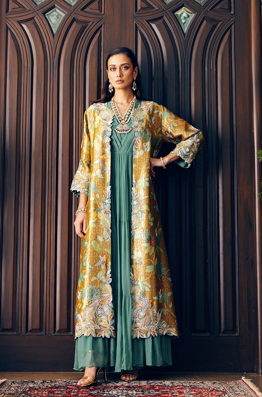 EMBROIDERED JACKET WITH INNER GOWN – Khushboobagri