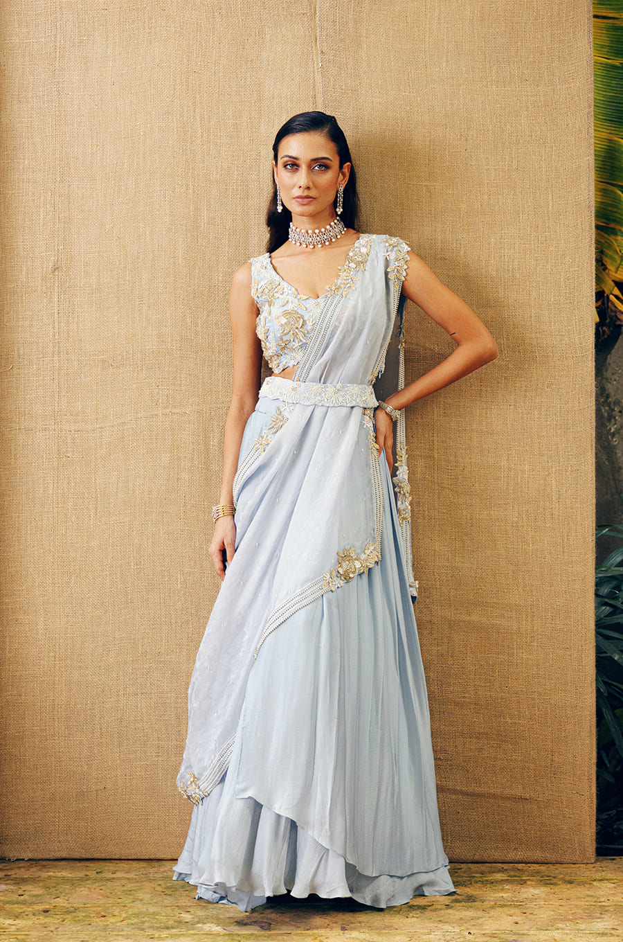 SIGNATURE SASH DRAPE LEHENGA SET – Khushboobagri